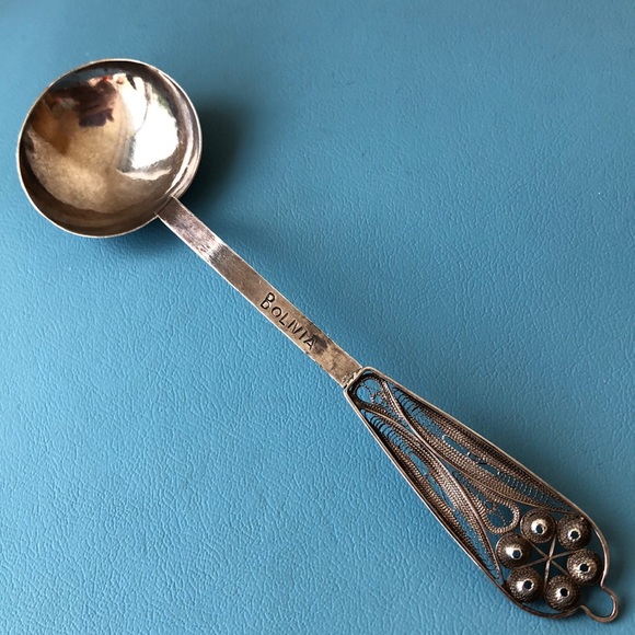 Dining | Vintage Sterling Silver Filigree Bolivia Salt Mustard Sugar ...